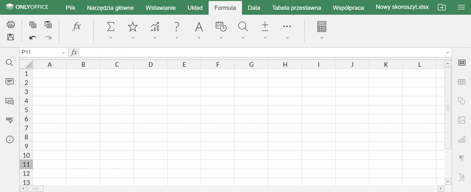 Edycja arkuszy kalkulacyjnych w OnlyOffice – Baza wiedzy NSIX Data Center